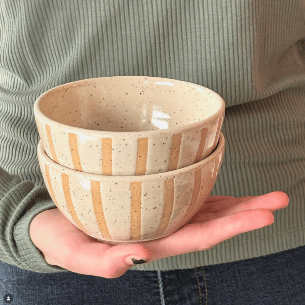 Striped Ceramic Bowl | handmade pottery – Misiyo Candle Co